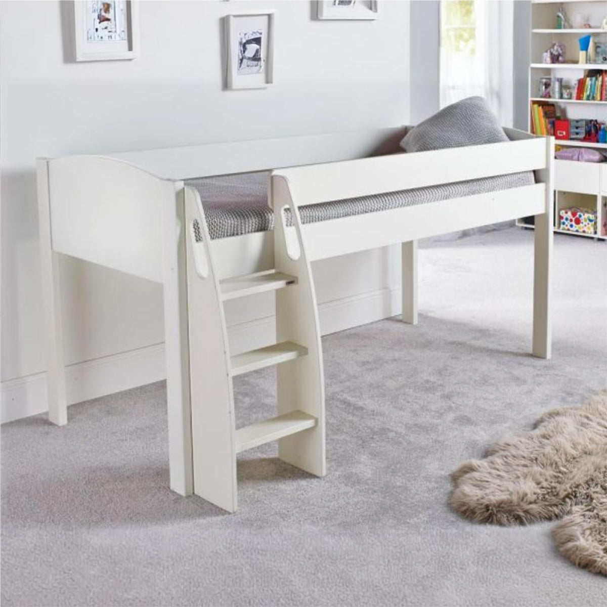 Stompa UNOS Mid Sleeper Frame White - Babyfair Ltd