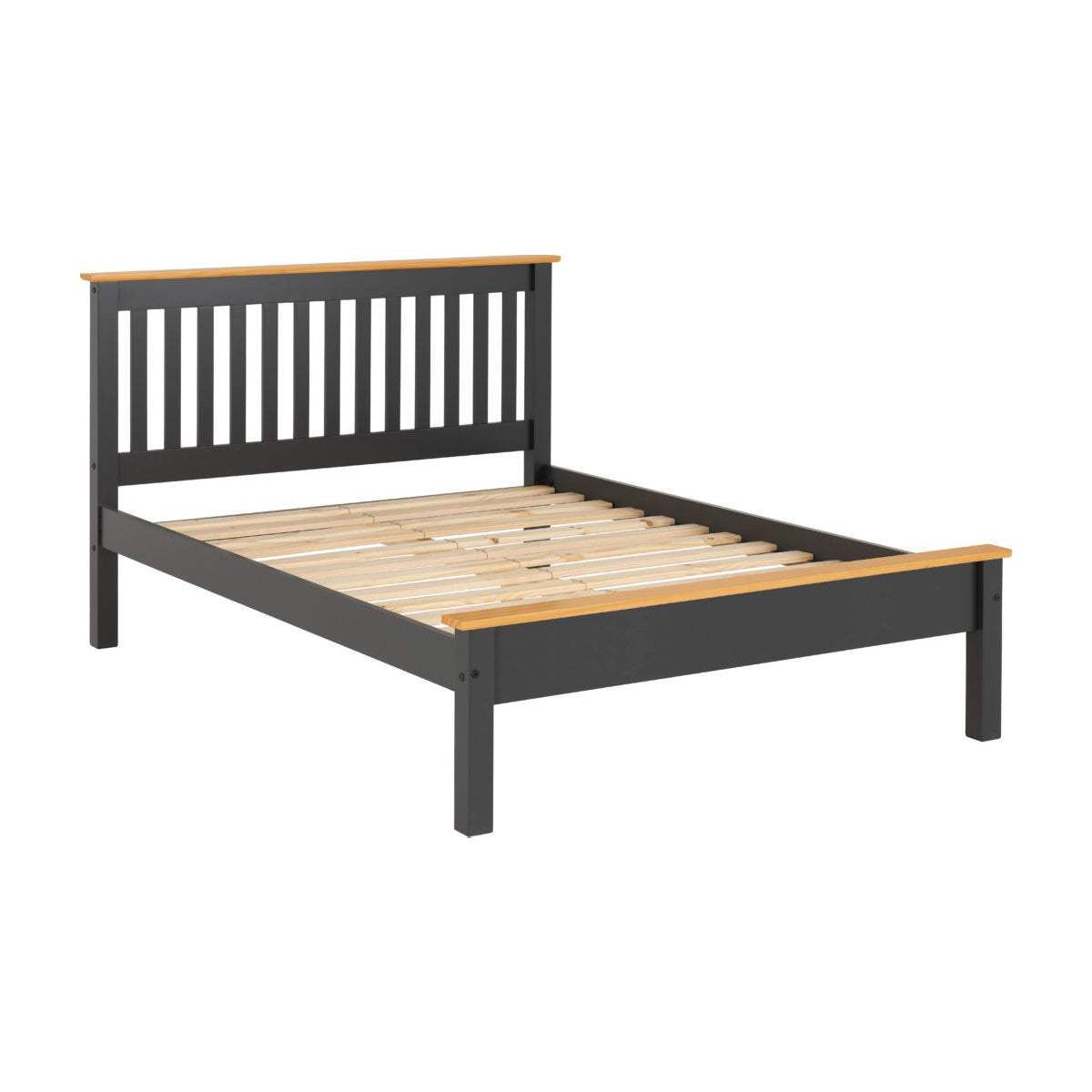 Monaco 5FT Bed Low Foot End - Grey/Oak Effect - Babyfair Ltd