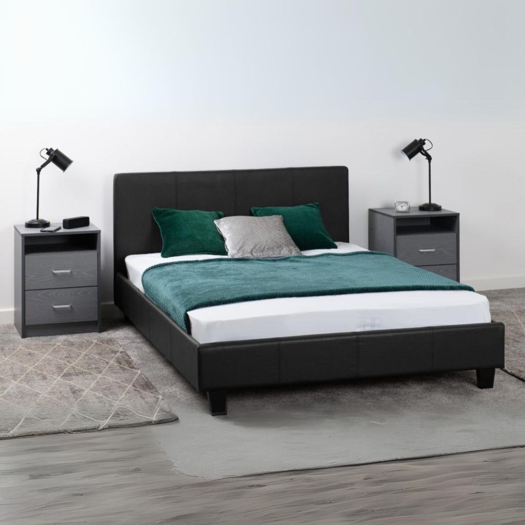 Prado 4FT6 Bed - Black Faux Leather - Babyfair Ltd