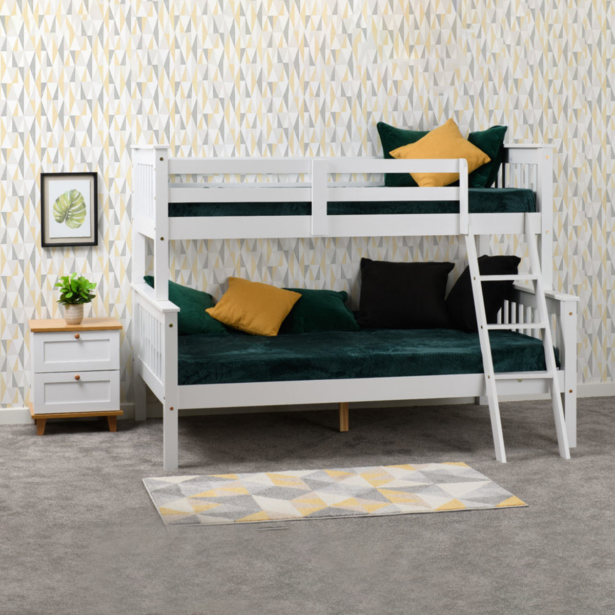 Neptune Triple Sleeper Bunk Bed - White - Babyfair Ltd
