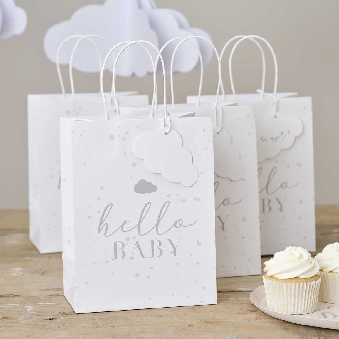 Hello Baby Speckle and Cloud Baby Shower Gift Bags - Babyfair Ltd